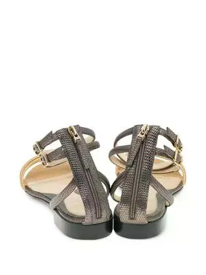 Fendi Lizard-embossed Ankle Strap Sandals