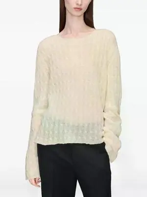MAISON MARGIELA Cream Cable Knit Crew Neck Cardigan
