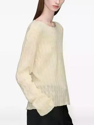 MAISON MARGIELA Cream Cable Knit Crew Neck Cardigan