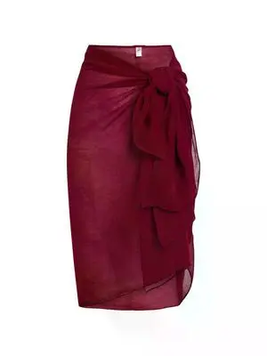 AWAY THAT DAY Santorini Knot-detail Crinkled Midi Sarong - Red