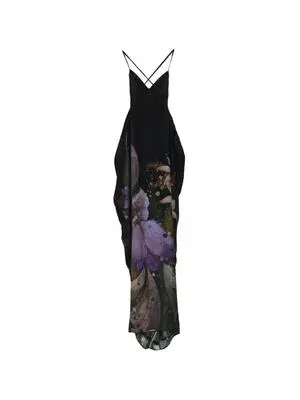 YANGKEHAN Floral-print Silk Maxi Dress