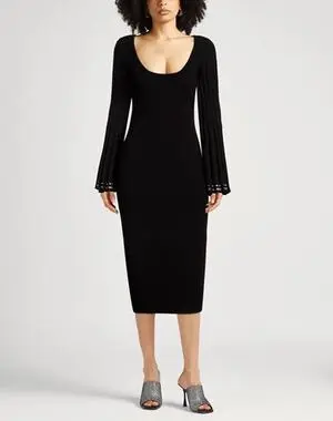 Blumarine Virgin Wool Midi Dress With Appliqués