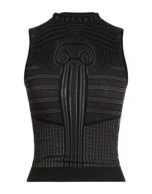Aries Sleeveless Mock Neck Two-tone Knit Top