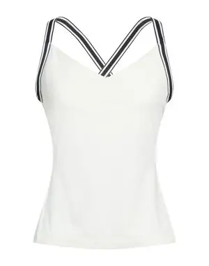 Tory Burch Sleeveless V-neck Top With Piped Trims