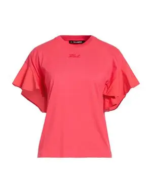 Karl Lagerfeld Embroidered Organic Cotton T-shirt - Red