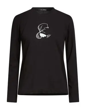 Women's Black Graphic Long-Sleeve T-Shirts