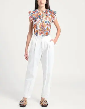 CONNOR & BLAKE Hand-beaded Hawaiian Print Poplin Top