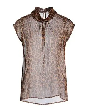 OLTRE Leopard-print Georgette Turtleneck Top