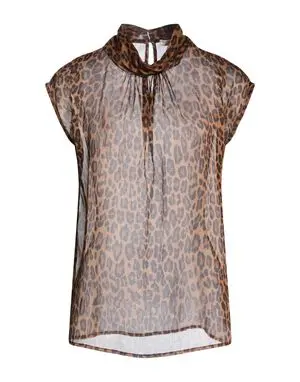 OLTRE Leopard-print Georgette Turtleneck Top