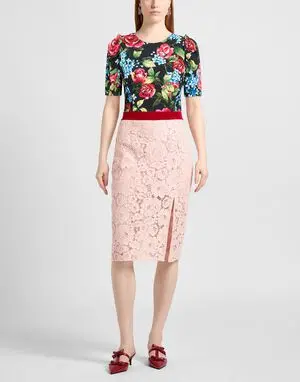 Dolce & Gabbana Floral Print Ruffled Viscose & Elastane Crewneck Top