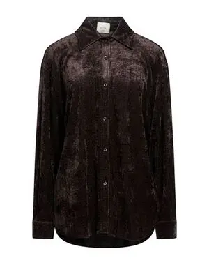 ALYSI Off-white Corduroy Shirt - Brown