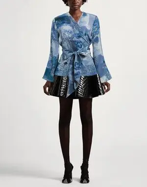 Momoni Silk Floral Print Wrap Top