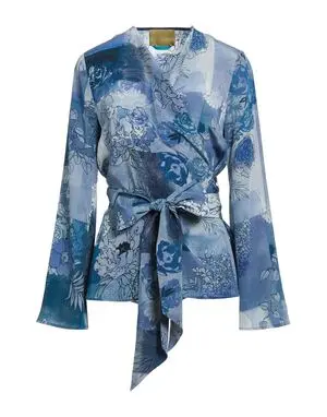 Momoni Silk Floral Print Wrap Top