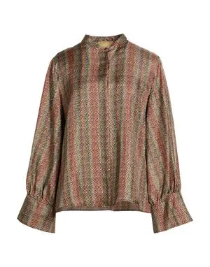 Momoni Multicolor Satin Crewneck Long Sleeve Shirt