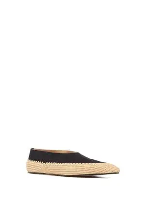 Gabriela Hearst Strength Flat Shoe In Suede And Raffia