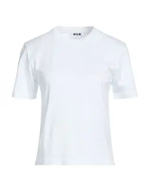 MSGM Cotton Crewneck T-shirt With Embroidered Logo