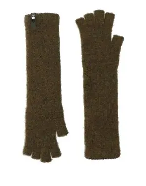 High Knitted Fingerless Gloves In Nylon, Wool, And Alpaca Wool Blend