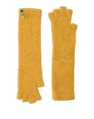 High HIGH Knitted Fingerless Gloves In Nylon, Wool, And Alpaca Wool Blend Yellow
