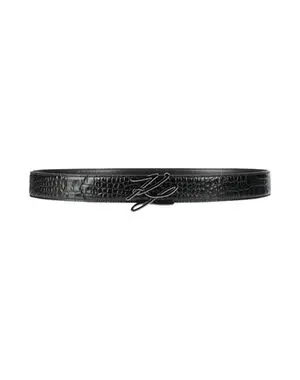 Karl Lagerfeld Crocodile-effect Leather Belt - Black