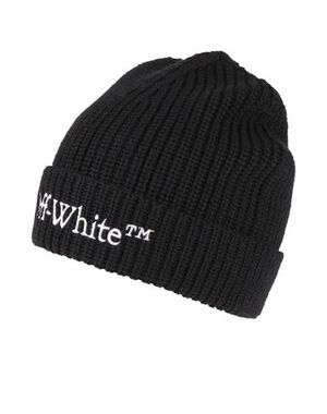Off-White Wool Knit Beanie - Black