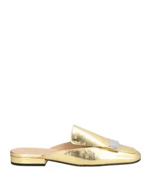 SERGIO ROSSI Sergio Rossi Burgundy Leather Mules Gold