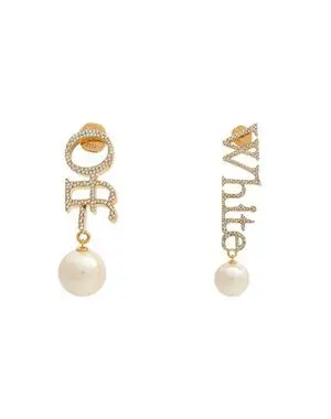 OFF-WHITE™ Tone Brass Earrings With Crystals And Pearls - Gold