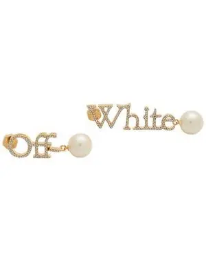 OFF-WHITE™ Tone Brass Earrings With Crystals And Pearls