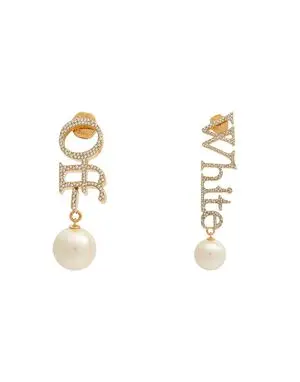 OFF-WHITE™ Tone Brass Earrings With Crystals And Pearls