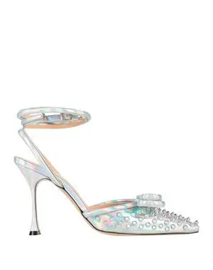 Mach & Mach Metallic Leather Pumps With Bow Detailing And Buckle Ankle Strap