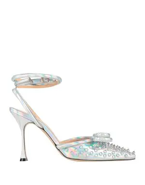 Mach & Mach Metallic Leather Pumps With Bow Detailing And Buckle Ankle Strap