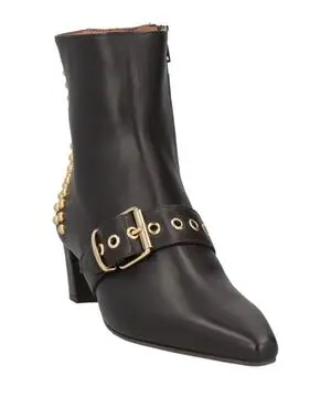 OVYE Dark Leather Ankle Boots With Studs And Buckle