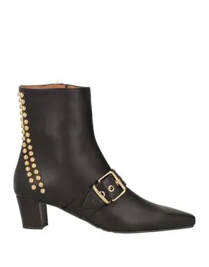 OVYE Dark Leather Ankle Boots With Studs And Buckle