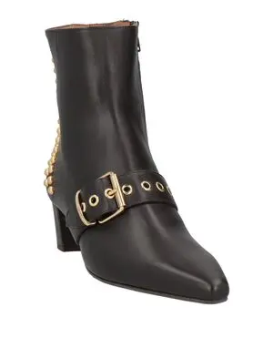OVYE Dark Leather Ankle Boots With Studs And Buckle