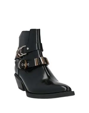 Pinko Calfskin Ankle Boots With Buckled Detailing - Black