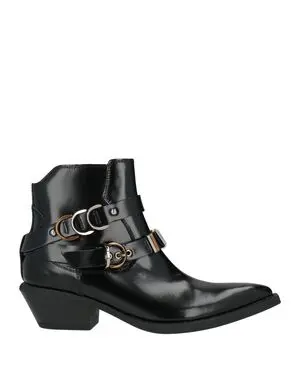 Pinko Calfskin Ankle Boots With Buckled Detailing - Black
