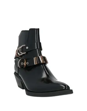 Pinko Calfskin Ankle Boots With Buckled Detailing - Black