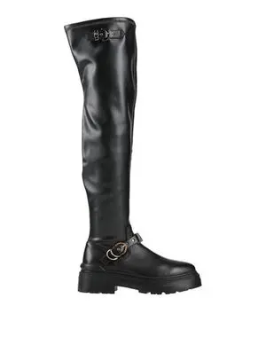 Pinko Over-the-knee Leather And Synthetic Boots With Buckle Detailing