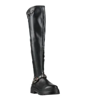 Pinko Over-the-knee Leather And Synthetic Boots With Buckle Detailing
