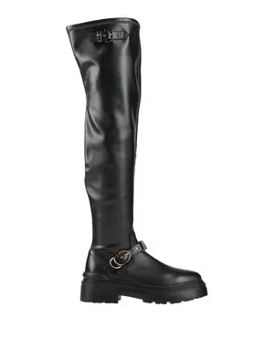 Pinko Over-the-knee Leather And Synthetic Boots With Buckle Detailing