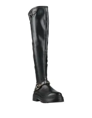 Pinko Over-the-knee Leather And Synthetic Boots With Buckle Detailing
