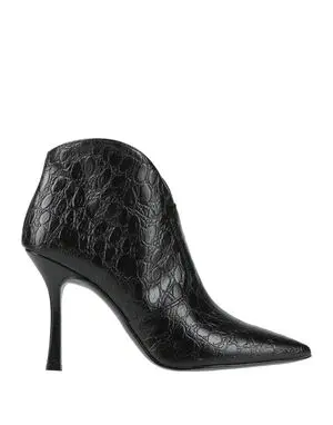 OVYE Crocodile-effect Spool Heel Ankle Boots