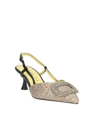 APEPAZZA Platinum Synthetic Material & Leather Slingback Pumps