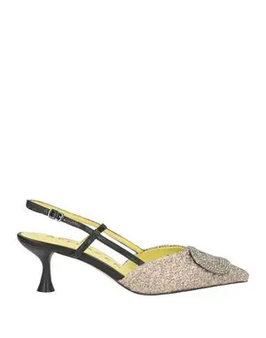 APEPAZZA Platinum Synthetic Material & Leather Slingback Pumps