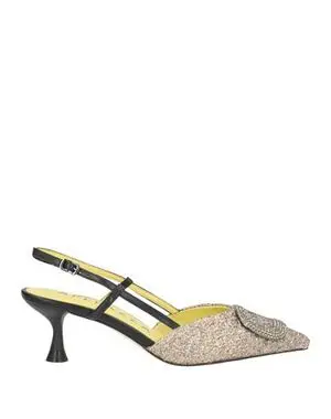APEPAZZA Synthetic Material & Leather Slingback Pumps - Platinum