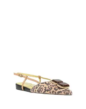 APEPAZZA Apepzza Suede Leopard Print Embellished Buckle Ballet Flats