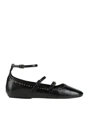 OVYE Leather Mary Jane Ballet Flats With Appliqués And Studs