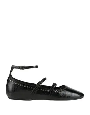 OVYE Leather Mary Jane Ballet Flats With Appliqués And Studs