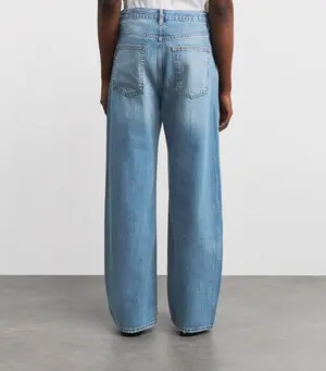 FRAME The Bow High-rise Barrel-leg Jeans - Blue