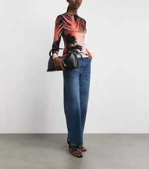 FRAME The Bow High-rise Barrel-leg Jeans - Blue