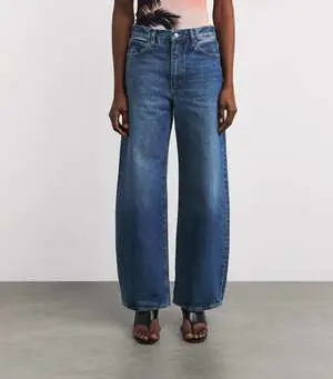 FRAME The Bow High-rise Barrel-leg Jeans - Blue